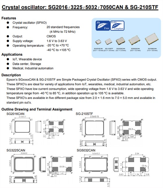 SG3225CAN晶振,进口晶体振荡器,SPXO晶振